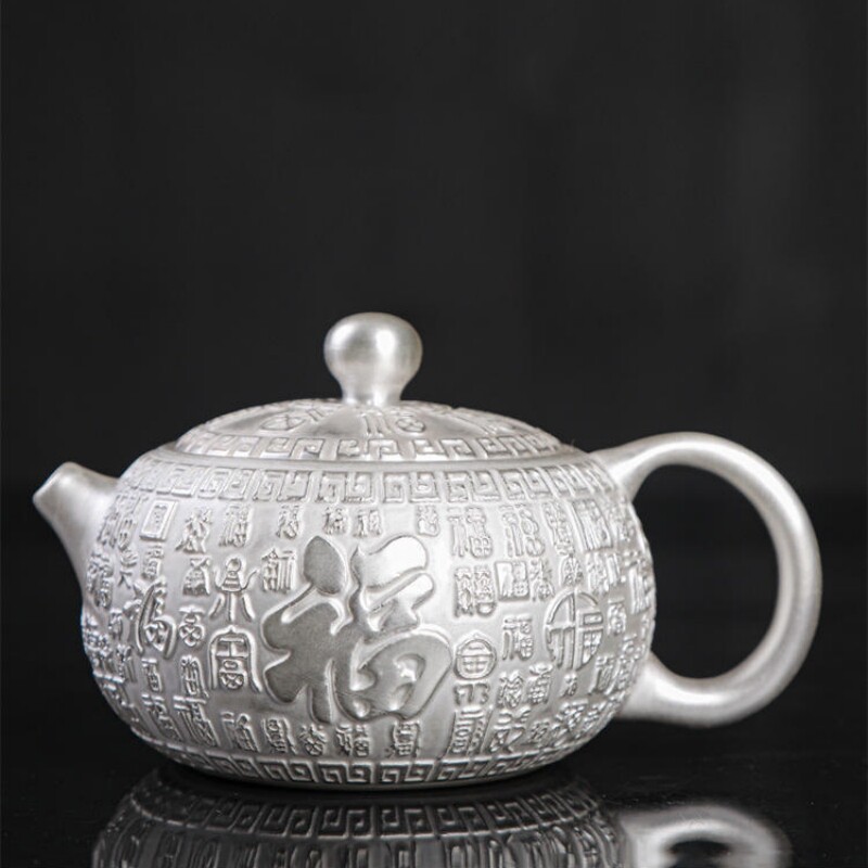 999 Pure Silver Tea Set Handmade Tea Pot Sterling Silver Tea Cup Dragon ...