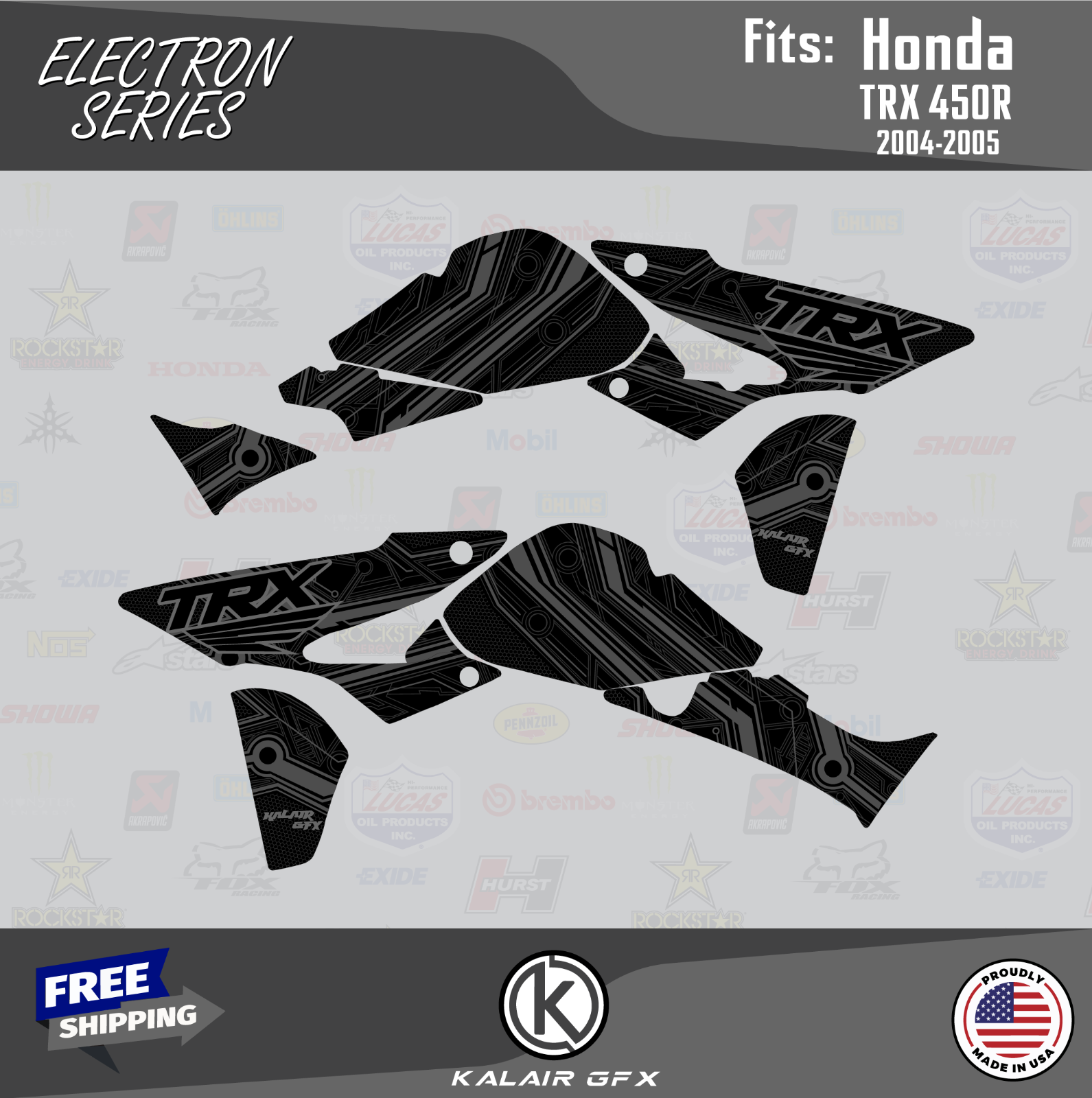 2004-2005 Honda TRX450R TRX 450R Graphics Kit Decal | 16 Mil Electron ...