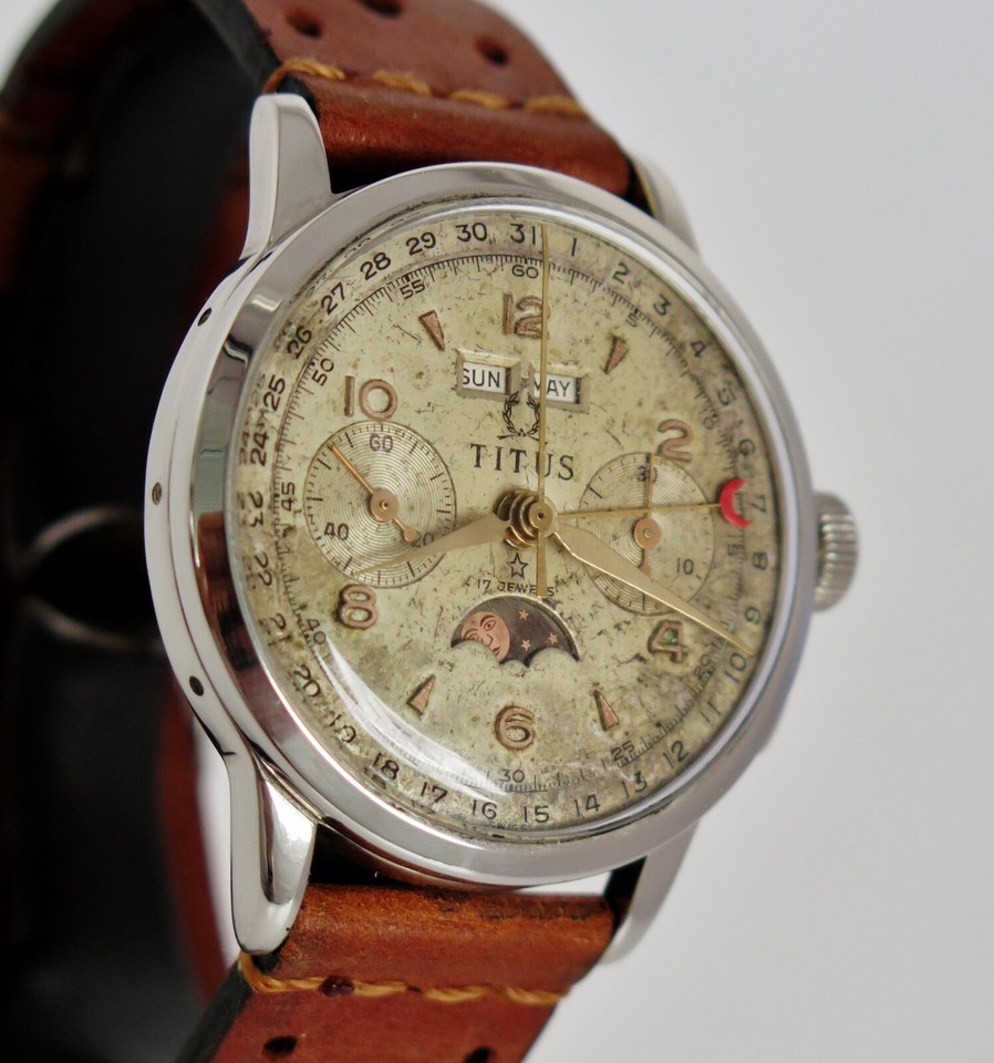 Chronograph TITUS, triple calendar, moonphase, Landeron 186 hand ...