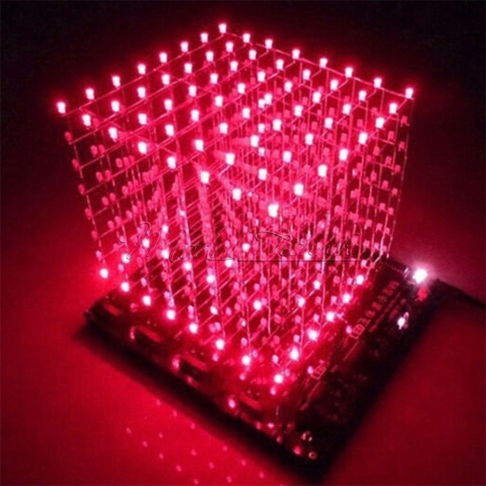 Red Light 3D Light Squared DIY Kit 8x8x8 3mm LED Cube Ray LED M114 New ...