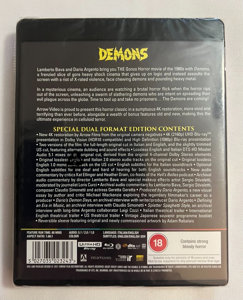Demons (Natasha Hovey Fiore Argento) New 4K Ultra HD Region B Blu-ray ...