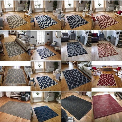 NON-SLIP GEOMETRIC SMALL LARGE FLATWEAVE CONSERVATORY KITCHEN PATIO ...