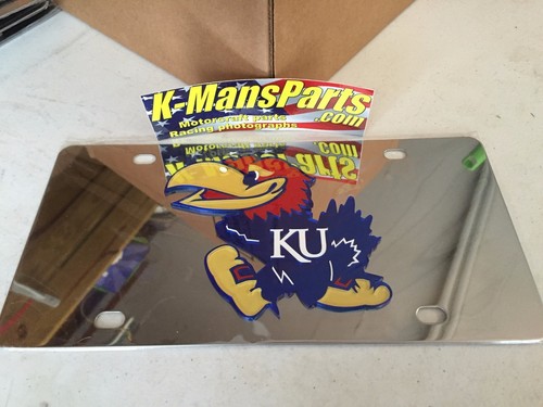 Kansas Jayhawks KU stainless steel chrome mirror vanity license plate ...