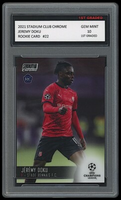 JEREMY DOKU 2021 TOPPS STADIUM CLUB CHROME 1ST GRADED 10 ROOKIE CARD ...
