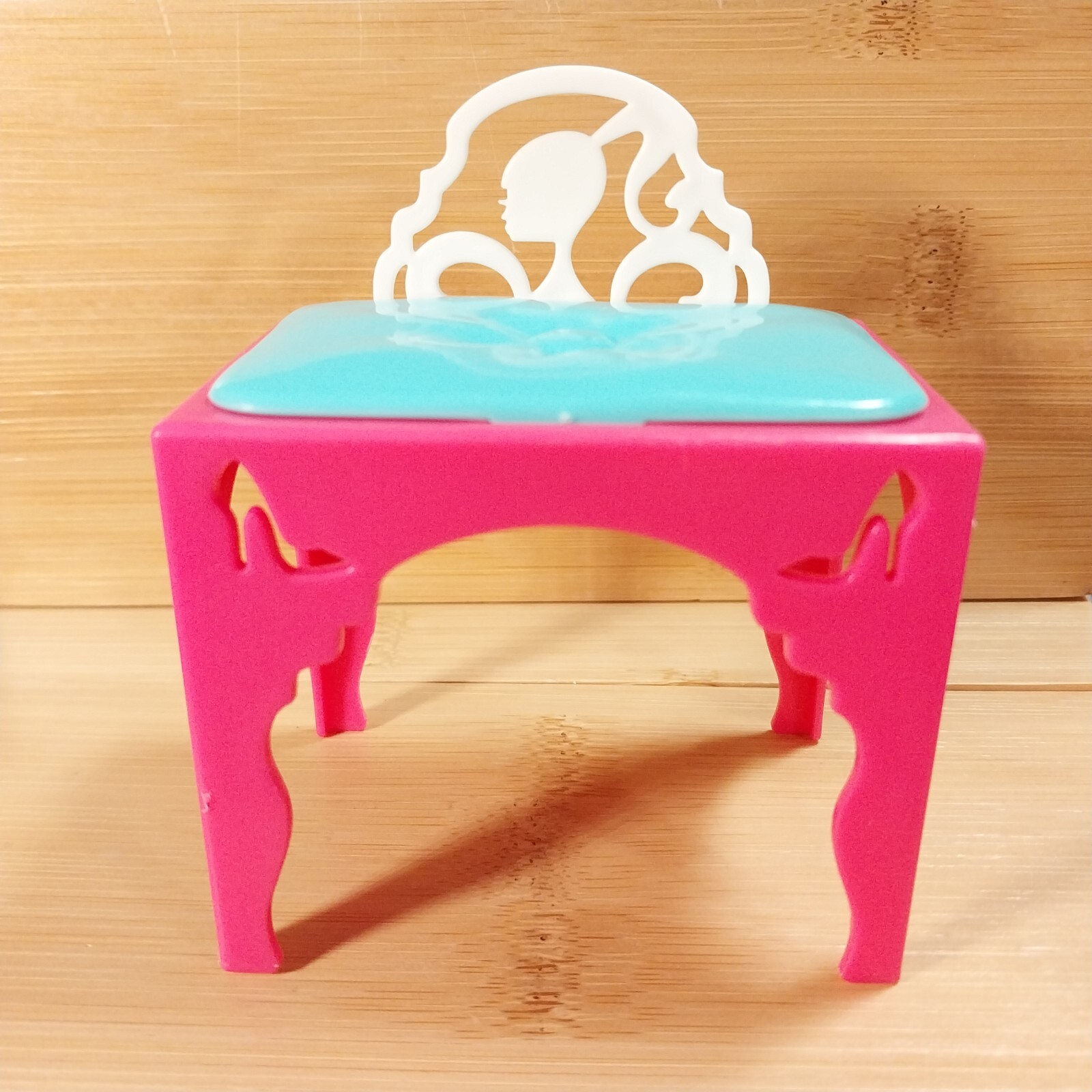 Barbie Pink Vanity Chair Seat Stool Bench Turquoise Cushion White Back ...