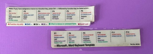 Vintage MICROSOFT Word Keyboard Template - Plastic USED | eBay