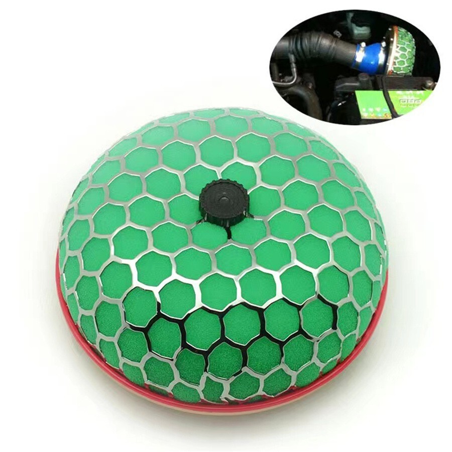1x 3"/76mm High Flow Washable Mushroom Air Intake Filter Green For Car ...