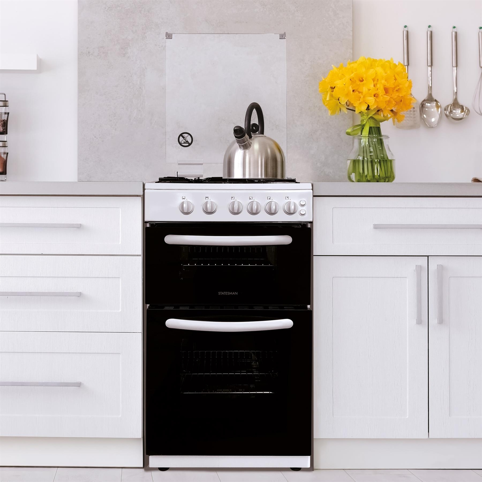 Double Oven Gas Cooker with Glass Lid, Statesman GTL50W | eBay UK