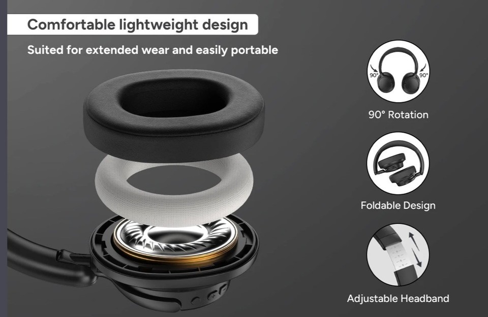 Kogan NC45 Active Noise Cancelling Over-Ear Headphones Beige USB-C ...