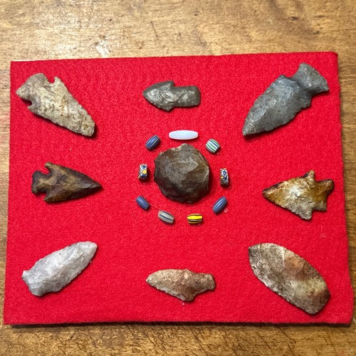Arrowheads, Cone and Trade Beads Native American Artifacts Lot Group ...