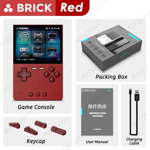 BRICK Handheld Game Console 3.2'' IPS Screen Linux System UI Metal Back ...