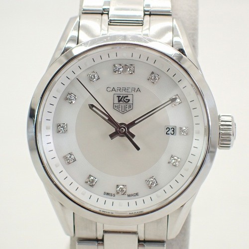Tag Heuer Carrera Ladies Quartz Watch White Shell Dial Diamond 13P Date Used Fr | eBay
