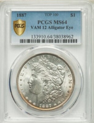 1887 Morgan Silver Dollar, PCGS MS 64, VAM 12 Alligator Eye, Top 100 | eBay