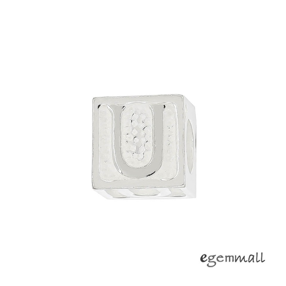 1 Sterling Silver Alphabet Initial Letter Cube Charm Bead Fit European ...