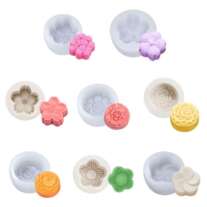 Silicone Mooncake Moulds Flowers Shaped Mooncake Decorating Tools Molds ...