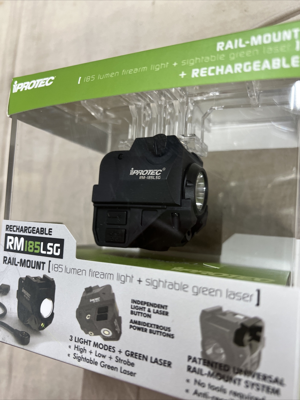 Iprotec Rm185lsg Compact Rail Mount Light W Green Laser 185 Lumens ...