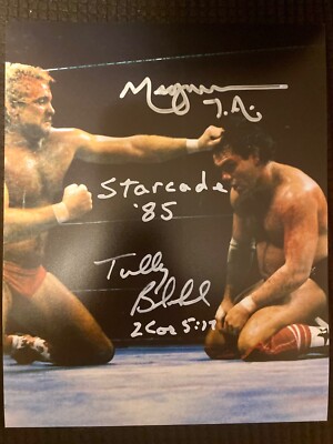 SIGNED MAGNUM TA & TULLY BLANCHARD! STARRCADE 85! DUAL! CAGE! I QUIT ...