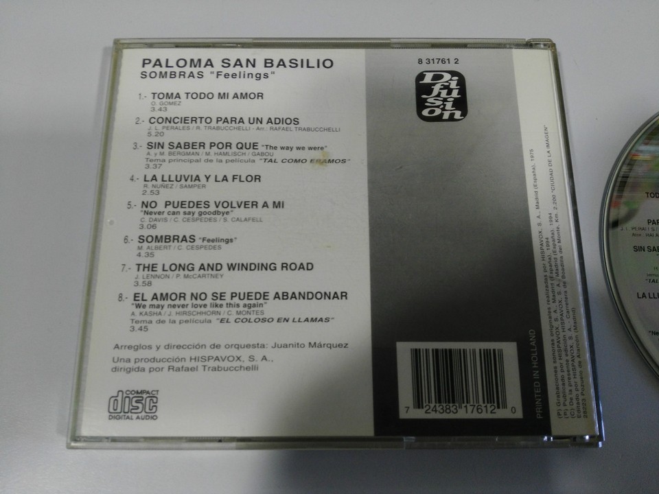 PALOMA SAN BASILIO sombras Feelings CD 1975-1994 Diffusion Holland ...