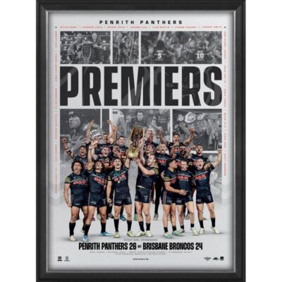 PENRITH PANTHERS 2023 PREMIERS FRAMED NRL SPORTS PRINT CLEARY LUI TO'O ...