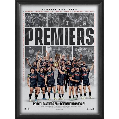 PENRITH PANTHERS 2023 PREMIERS FRAMED NRL SPORTS PRINT CLEARY LUI TO'O ...
