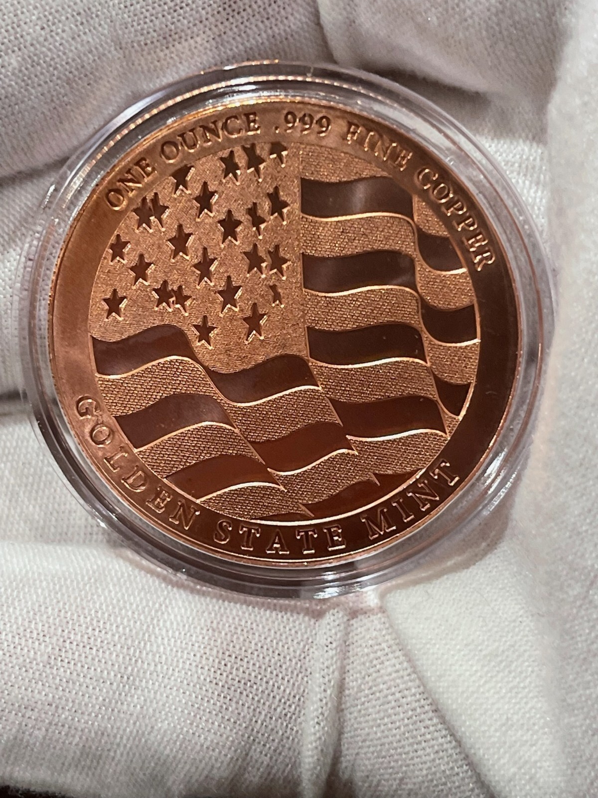1 OZ Copper Round GSM Eagle .999 Fine BU IN CAPSULE AND GIFT POUCH MADE ...