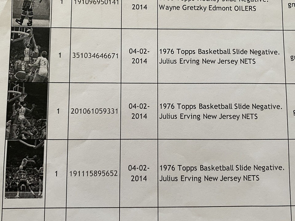 1976 Topps Vault Julius Erving Original Color Slide Photo Negative 1/1 ...