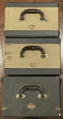 (3) Vtg BAJA Barnett & Jaffe Hard Case Slide Storage Box Cases 45 ...