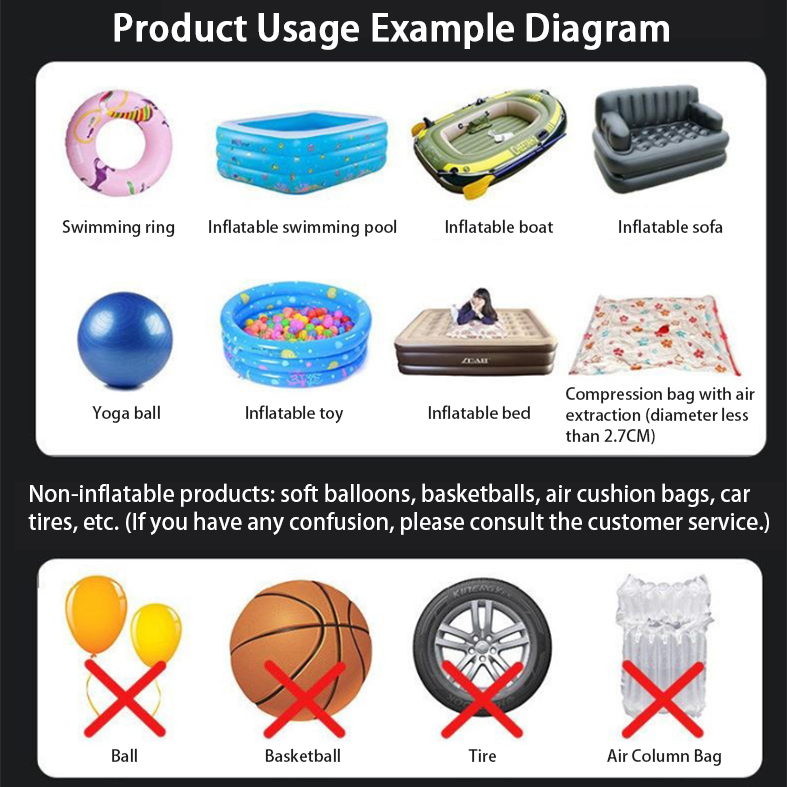 Air Pump for Inflatables Mini Electric Rechargeable Inflate Deflate ...
