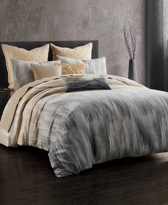 Donna Karan Ember Ombré Pattern Jacquard Charcoal Duvet Cover Full ...