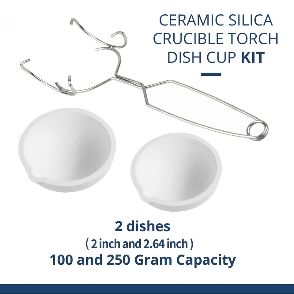 Ceramic Melting Crucible Dish Set Small Whip Tong Set Melting Gold ...