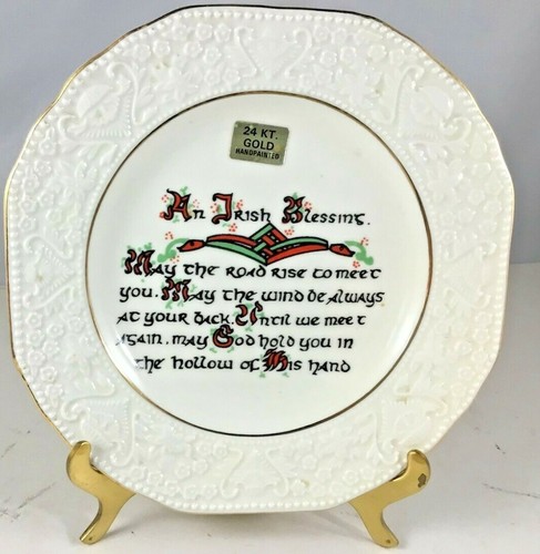 Carrigraft Country Cork Ireland Irish Blessing Plate Handpainted 24 KT ...