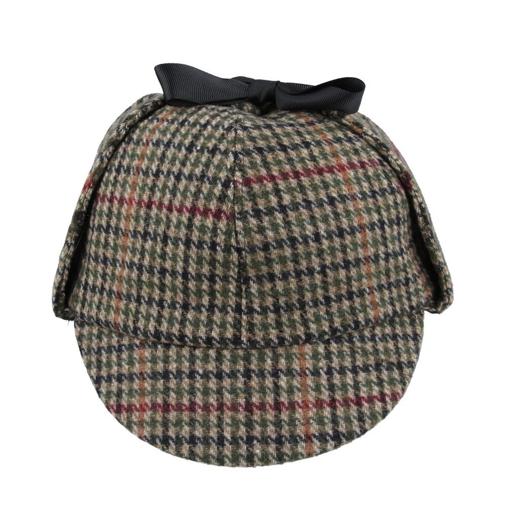 Deerstalker Hat Wool Mix Sherlock Holmes Earflaps Tweed Hunting Drop ...