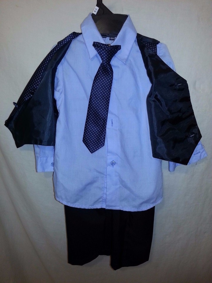 Andrew Fezza Toddler Boys Vest Pants Shirt Tie Blue Navy Blue 4 pc. Sz ...