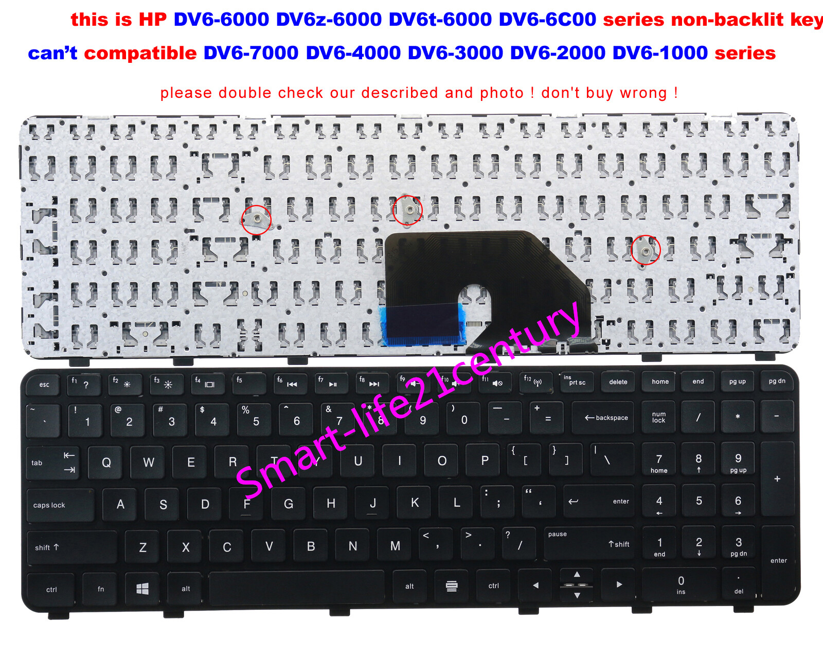 New for HP DV6-6000 DV6-6B00 DV6-6100 dv6-6b11tx dv6-6101tx US keyboard ...