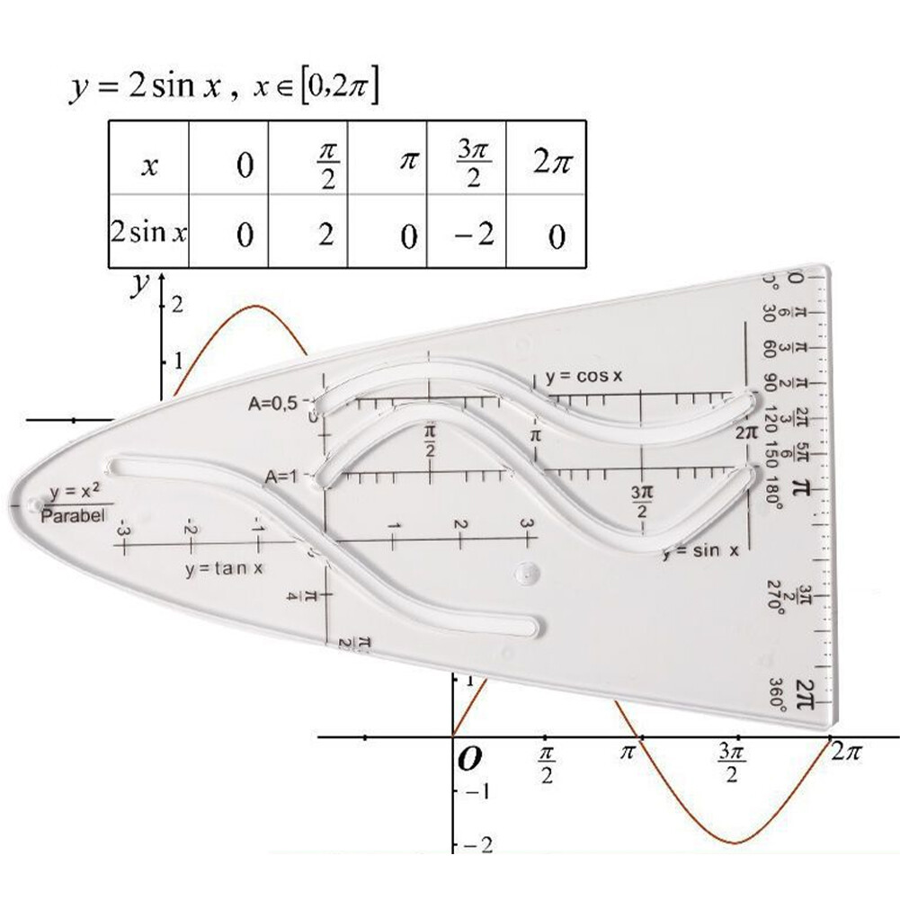3pcs Teacher Precise School Home Ruler Parabolic Stencil Sinus Cosinus ...