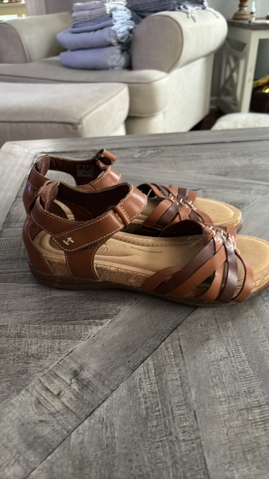 New! Clarks Collections Womens Sandals Roseville Cove Tan Leather Size ...