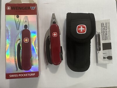 Wenger Swiss Army PocketGrip Multi Tool Knife Pliers Nylon Case Box ...