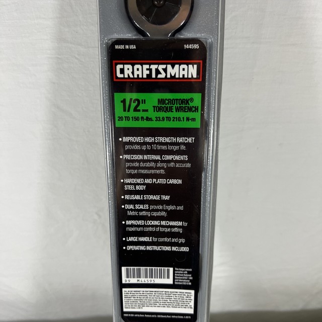 USA Made Craftsman 1/2" Drive Microtork Torque Wrench 20-150 FT Lbs ...