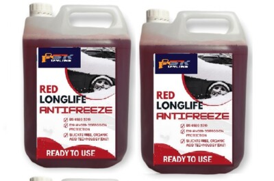 Red Antifreeze Engine Coolant 2 x 5 Litre LongLife Red Coolant Ready ...