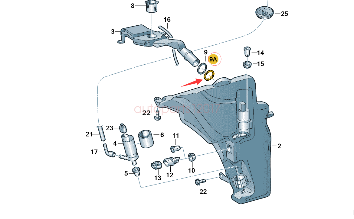 Genuine Windshield Washer Filler Seal 2pcs for AUDI A4s4a5s5 08-16 ...