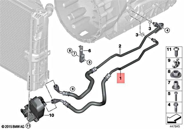 Genuine BMW E82 E84 E88 E90 E90N Oil Cooler Hose Pipe Inlet OEM ...