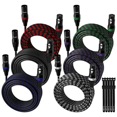 Xlr Microphone Cable 2 Feet 6 Pack Multi Colors Nylon Braided Patch Cable 3 Pi | eBay
