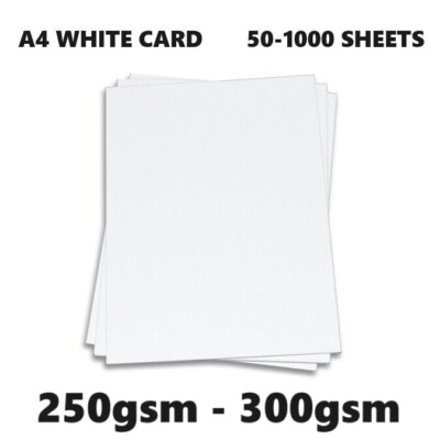 A4 White Card 250gsm-300gsm Thick Printer Copier Paper Cardboard 50 ...