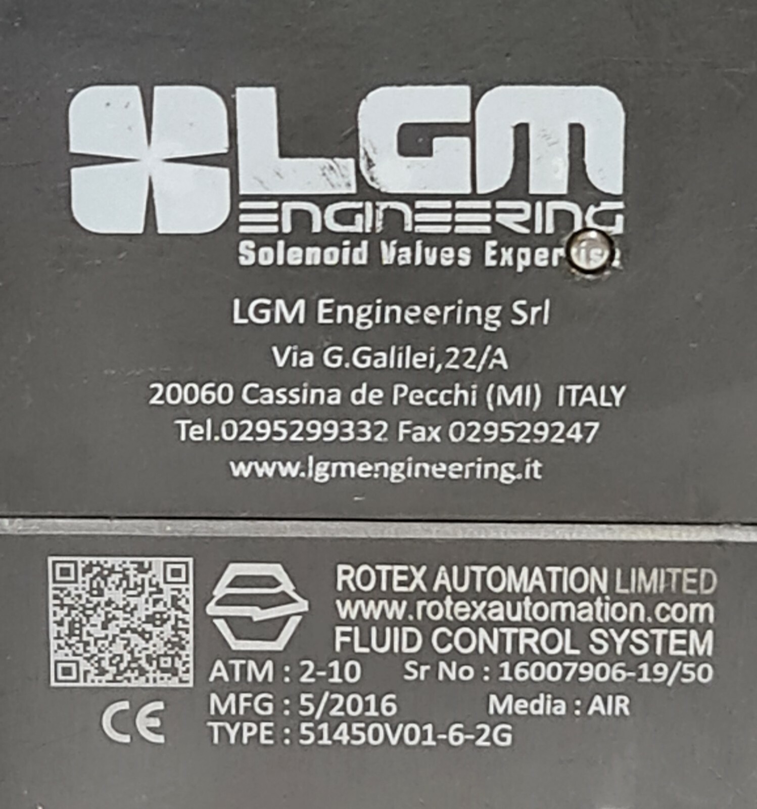 ROTEX AUTOMATION 51450V01-6-2G SOLENOID VALVE 51450V01 w/ COIL I-220V ...