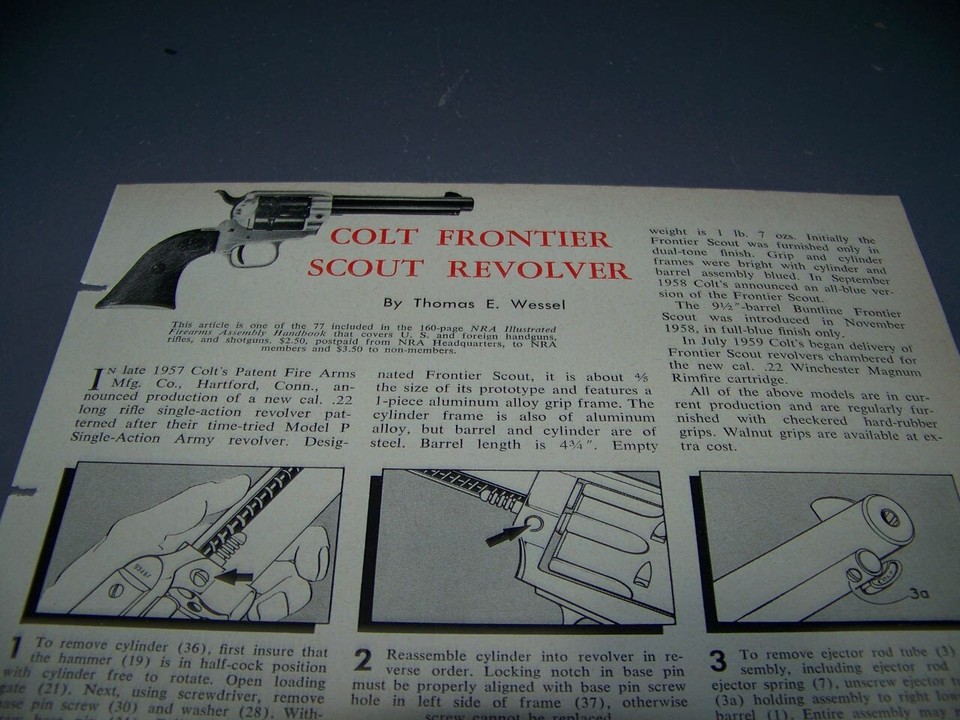 COLT FRONTIER SCOUT (.22 LR) REVOLVER..HISTORY/EXPLODED VIEW..RARE ...