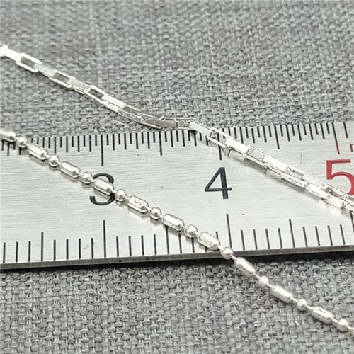 Sterling Silver Rectangle Cable Chain 925 Silver Diamond Cut Bead Chain ...