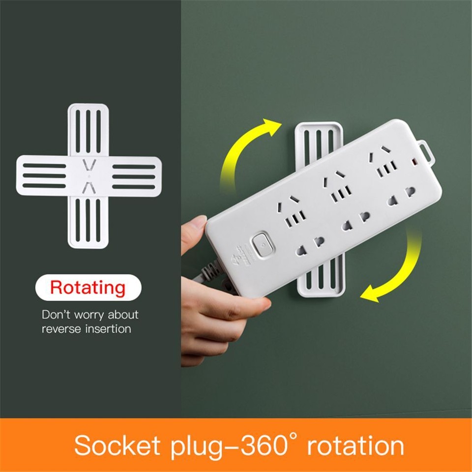 Socket Holder Plug Fixer Sticker Punch-free Wall-Mounted Power Strip ...