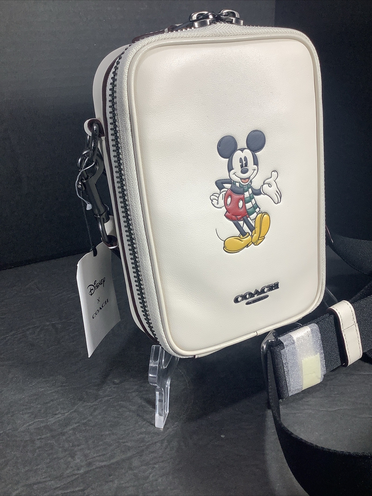 NEW~Disney X Coach Track Pack Crossbody Mickey Mouse Ivory Leather NWT ...