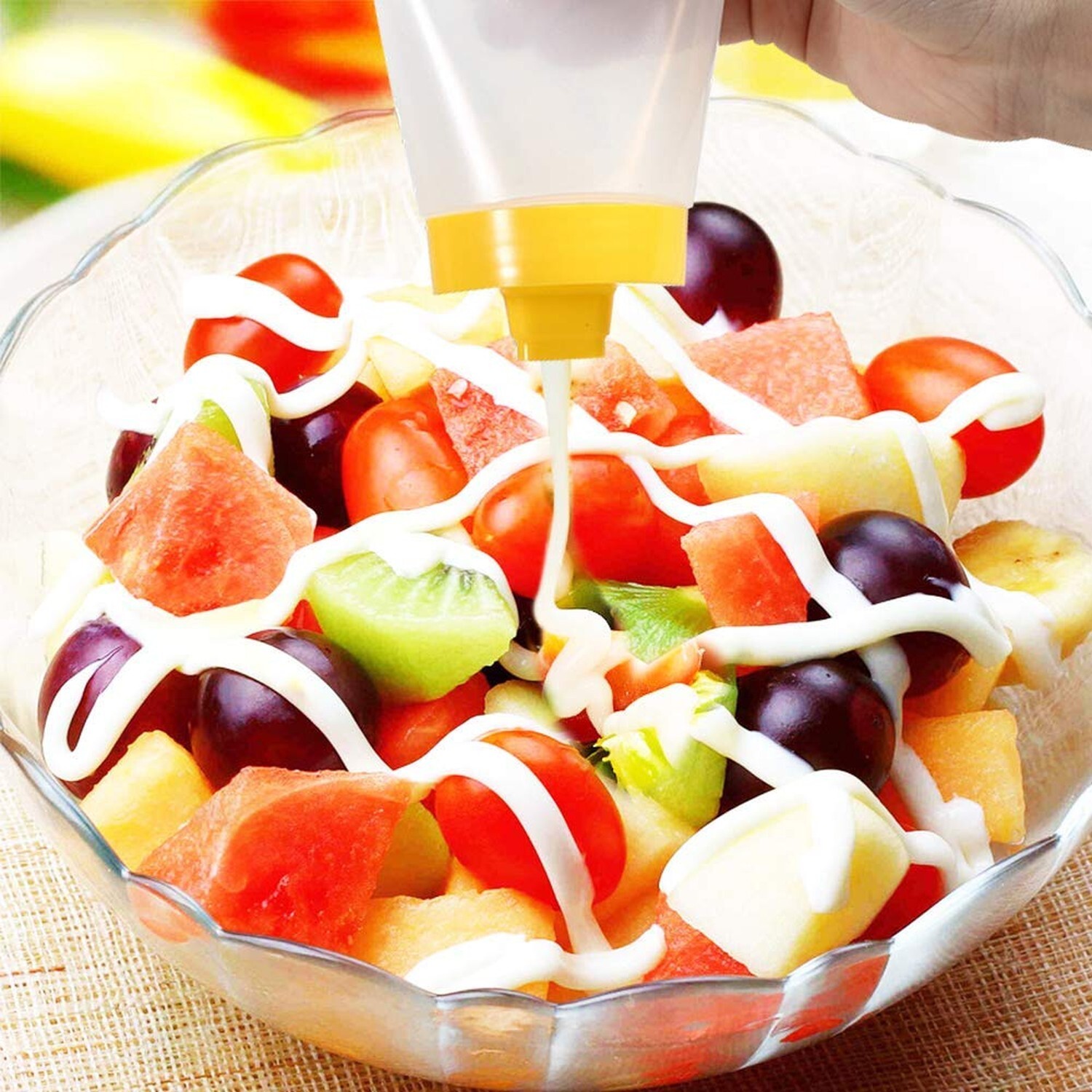 Fdit 4-Hole Mayo Dispenser Bottle, Mayonnaise Dispenser Sauce Squeeze ...