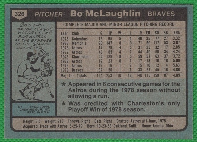 1980 Topps - #326 Bo McLaughlin for sale online | eBay